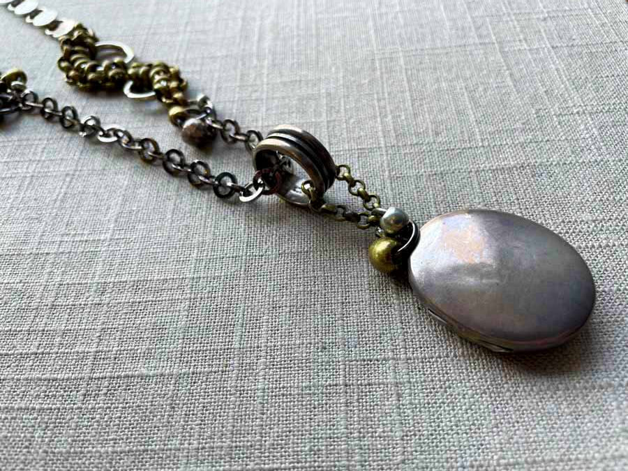 152 Antique Sterling Silver Locket on mixed antique, vintage and recla ...